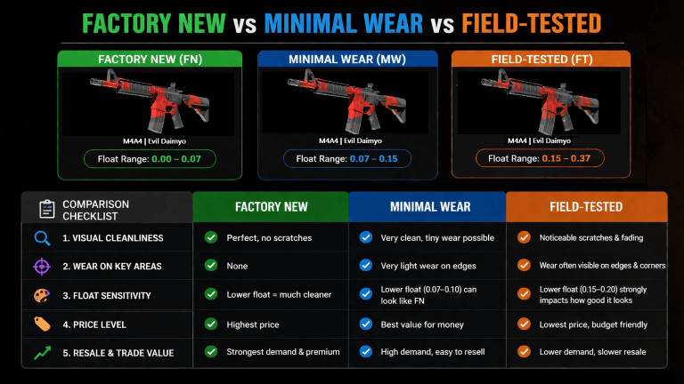 Factory New vs Minimal Wear vs Field-Tested in CS2 – blix.gg